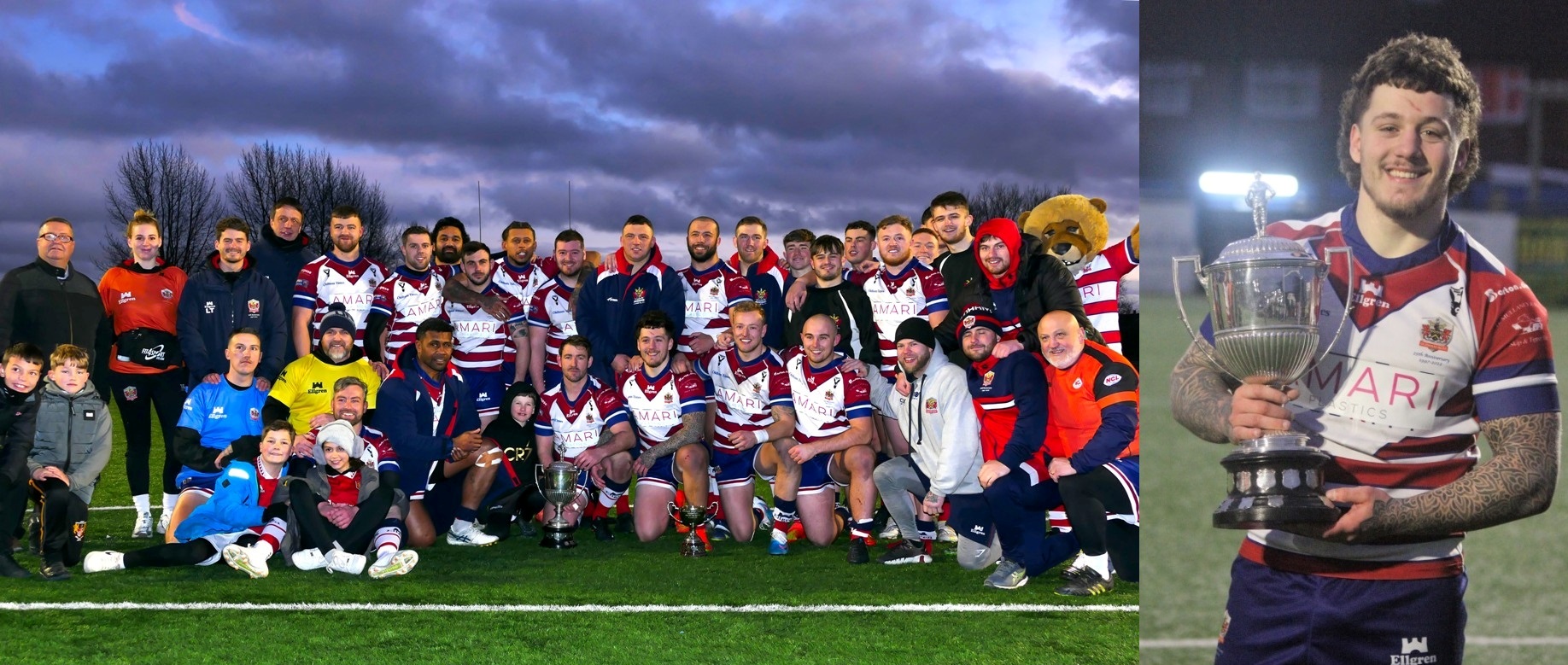 Deane Meadows is awarded the Heritage Trust Trophy as Oldham win the ...