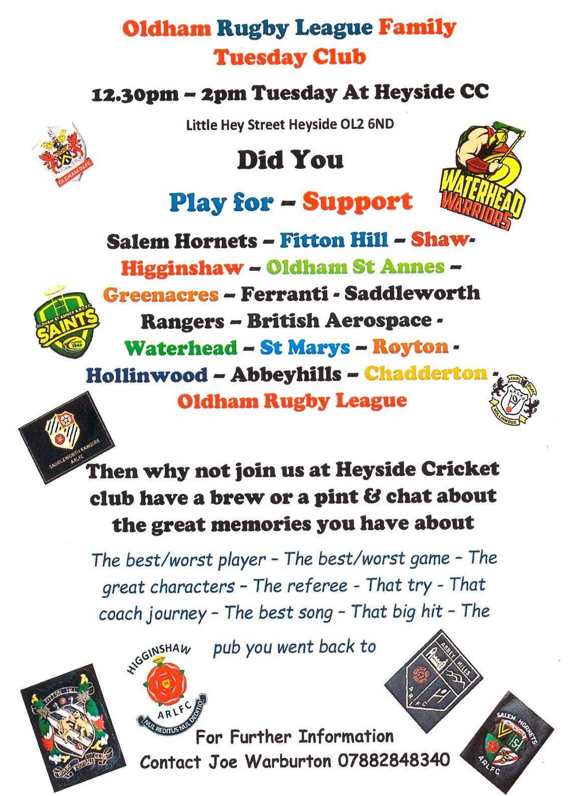 Oldham RL Family Tuesday Club – still up and running - ORL Heritage Trust